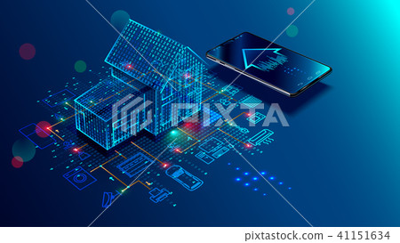 IOT concept. Smart home connection and control... - Stock Illustration ...