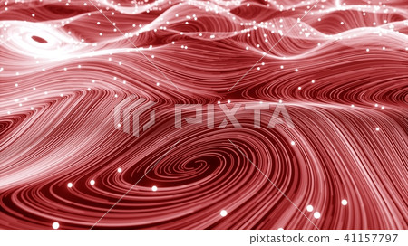 Abstract wave with lights spheres. 3D rendering - Stock Illustration ...