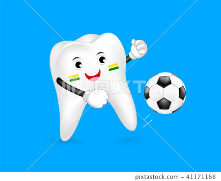 Cute cartoon tooth as football player. - Stock Illustration [41171168 ...