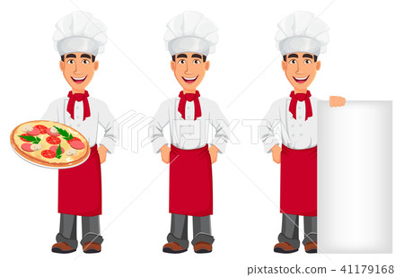 Young professional chef in uniform and cook hat - Stock Illustration ...
