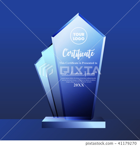 Crystal trophy design template on blue Background - Stock Illustration ...