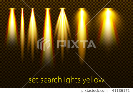 Set of yellow searchlights on a transparent vector - Stock Illustration ...