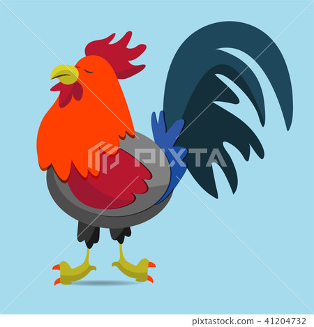 Cartoon rooster on blue background. - Stock Illustration [41204732] - PIXTA