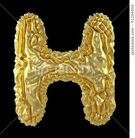 Capital latin letter H made of crumpled gold... - Stock Illustration ...