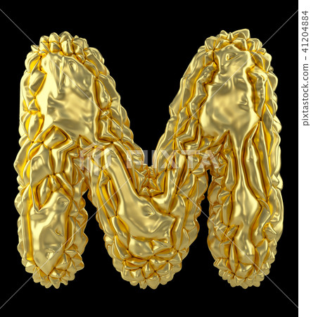 Capital latin letter M made of crumpled gold... - Stock Illustration ...