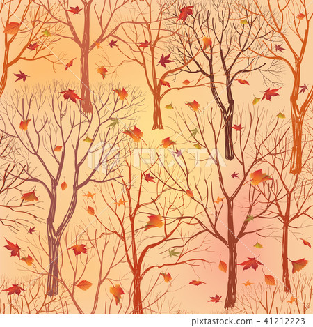 Nature autumn tile pattern. Forest tree background - Stock Illustration ...