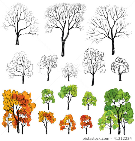Nature season pattern. Forest background. Tree set - Stock Illustration ...