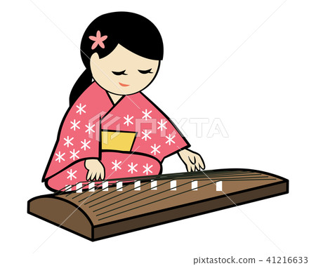 A woman playing the koto - Stock Illustration [41216633] - PIXTA