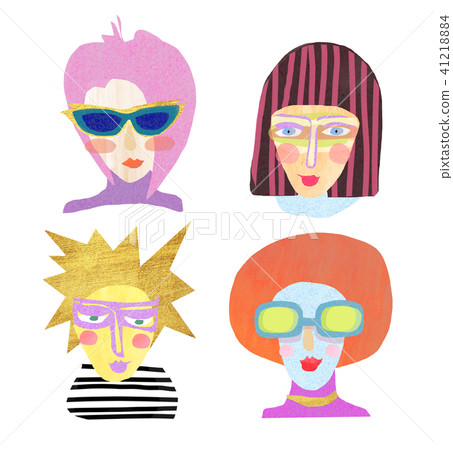 An interesting collage with 4 female characters.-插圖素材 [41218884] - PIXTA圖庫