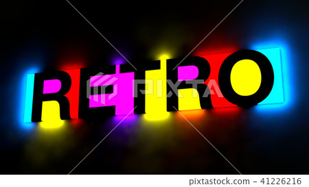 colorful and glowing lettering of the word retro-插圖素材 [41226216] - PIXTA圖庫