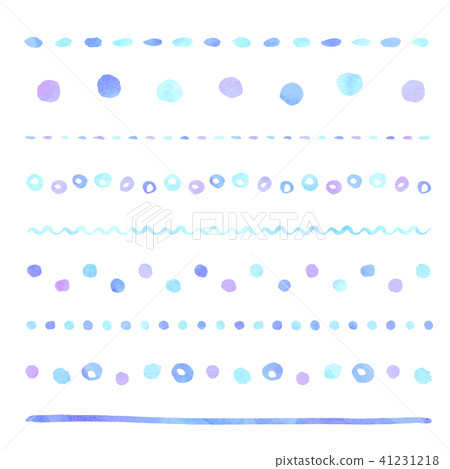 Hand-painted watercolor style line set (blue) - Stock Illustration ...
