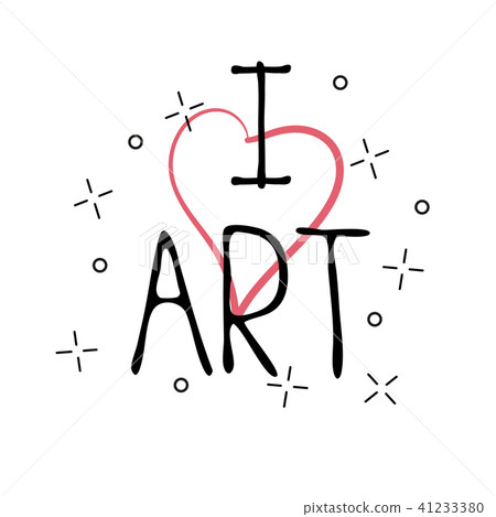 I Love Art - hand drawn illustration. greeting... - Stock Illustration ...