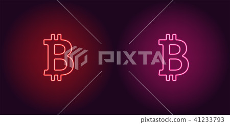 Neon icon of Red and Pink Bitcoin - Stock Illustration [41233793] - PIXTA
