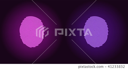 Neon icon of Purple and Violet Fingerprint - Stock Illustration ...