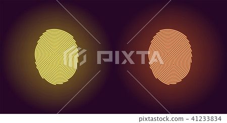 Neon icon of Yellow and Orange Fingerprint - Stock Illustration ...