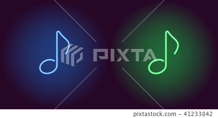 Neon icon of Blue and Green Musical Note - Stock Illustration [41233842 ...
