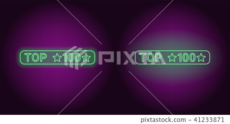 Neon banner of Green Top 100, the Best - Stock Illustration [41233871 ...