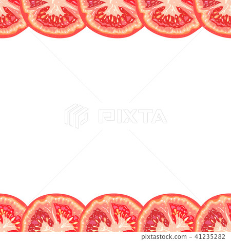 Vector seamless deco border of juicy tomato slice - Stock Illustration ...