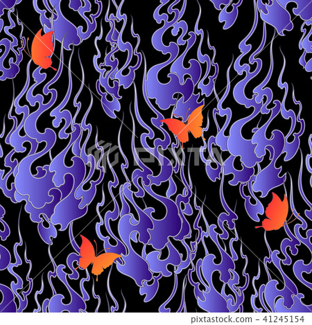 Japanese style flame pattern, - Stock Illustration [41245154] - PIXTA