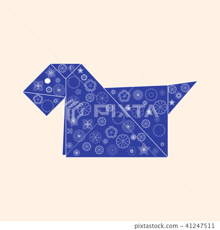 Origami paper dog with flowers - Stock Illustration [41247511] - PIXTA