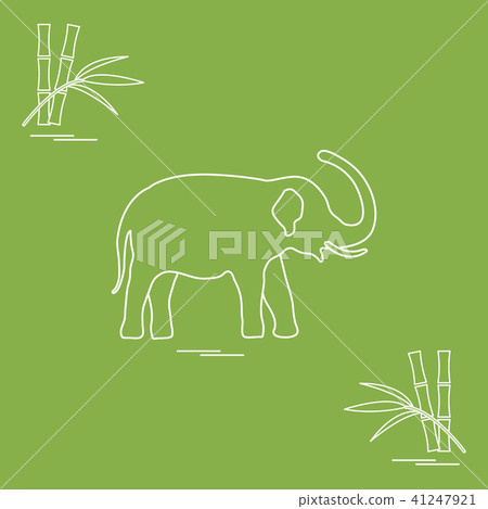 Stylized icon of elephant and bamboo - Stock Illustration [41247921 ...