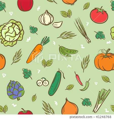 Fruits and vegetables seamless pattern background - Stock Illustration ...