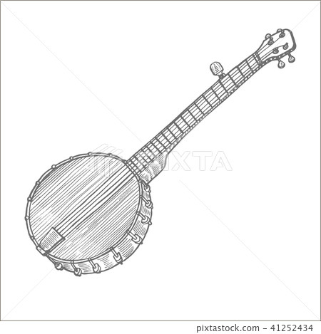 Banjo in Hand-Drawn Style - Stock Illustration [41252434] - PIXTA