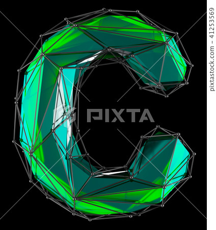 Capital latin letter C in low poly style green... - Stock Illustration ...