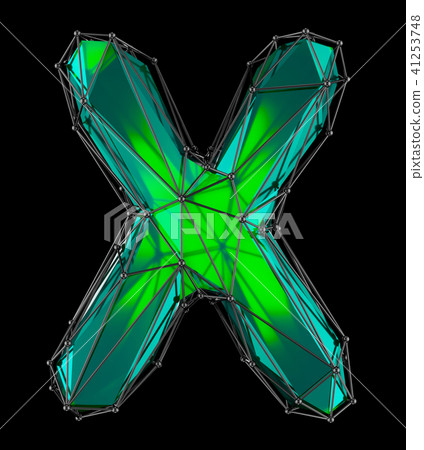 Capital latin letter X in low poly style green... - Stock Illustration ...