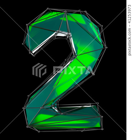 Number 2 two in low poly style green color... - Stock Illustration ...