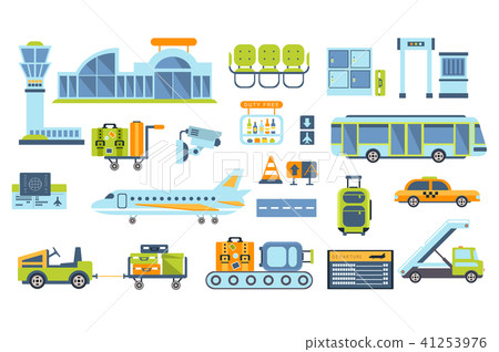 Airport Related Objects Set - Stock Illustration [41253976] - PIXTA