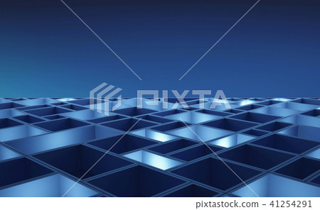 Circuit board. Blue cubes in high-tech technology - Stock Illustration ...