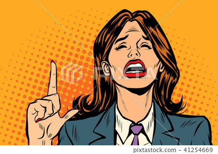 crying woman pointing up - Stock Illustration [41254669] - PIXTA