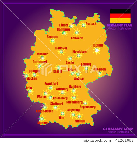 Map of Germany with cities. Vector. - Stock Illustration [41261095] - PIXTA