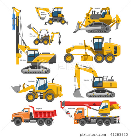 Excavator for construction vector digger or... - Stock Illustration ...