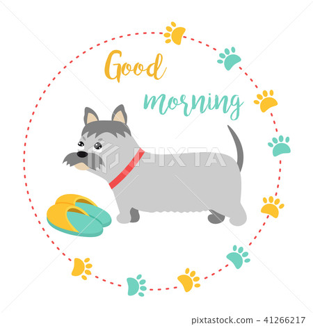 Bright card with terrier and text good morning - Stock Illustration ...