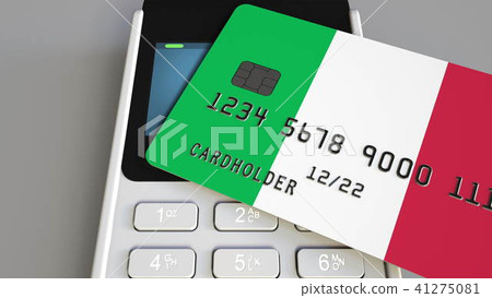 Payment or POS terminal with credit card... - Stock Illustration ...