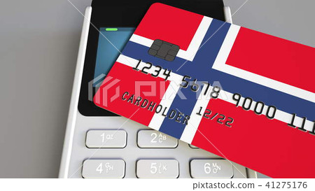 Payment or POS terminal with credit card... - Stock Illustration ...