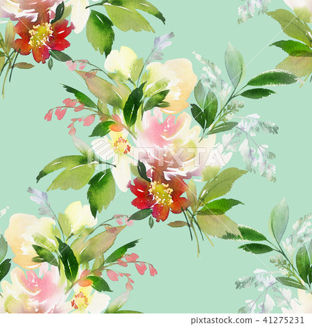 Seamless summer pattern with watercolor flowers - Stock Illustration ...