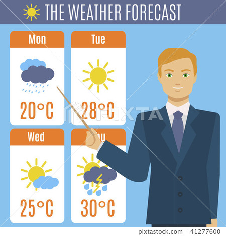 Animated Weather Reporter Cartoon Weather Woman Royalty Free Vector