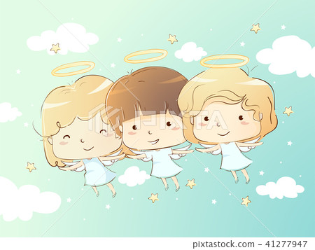 Kids Angels Flying Illustration - Stock Illustration [41277947] - PIXTA