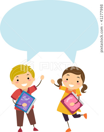Stickman Kids Invite Read Illustration - Stock Illustration [41277998 ...