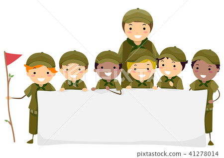 Stickman Kids Boy Scouts Banner Illustration - Stock Illustration ...
