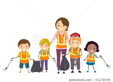 Stickman Kids Cleaning Road Illustration - Stock Illustration [41278339 ...