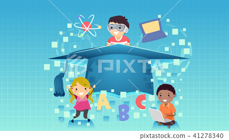 Stickman Kids Learning Graduate Illustration - Stock Illustration ...