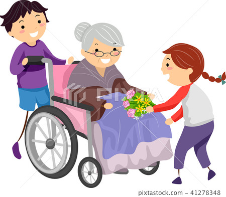 Stickman Kids Nursing Home Volunteers Illustration - Stock Illustration ...