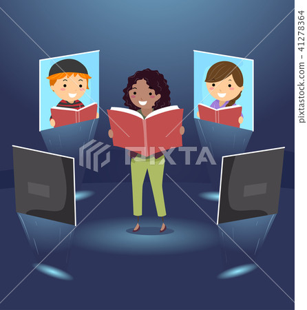 Stickman Online Book Discussion Illustration - Stock Illustration ...