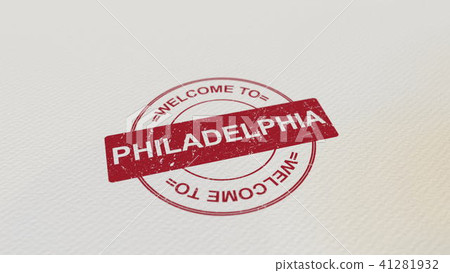 WELCOME TO PHILADELPHIA stamp red print on the... - Stock Illustration ...