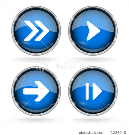 Blue Next buttons with chrome frame. Round... - Stock Illustration ...