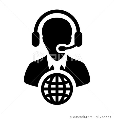 Connection icon vector male customer service sign - Stock Illustration ...